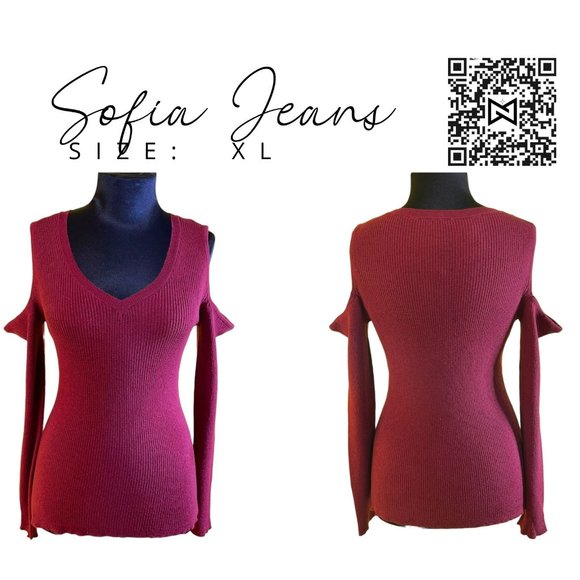 sofia by sofia vergara | Sweaters | Sofia Jeans Sofia Vergara Xl Wine Red Cold Shoulder Bodycon ...